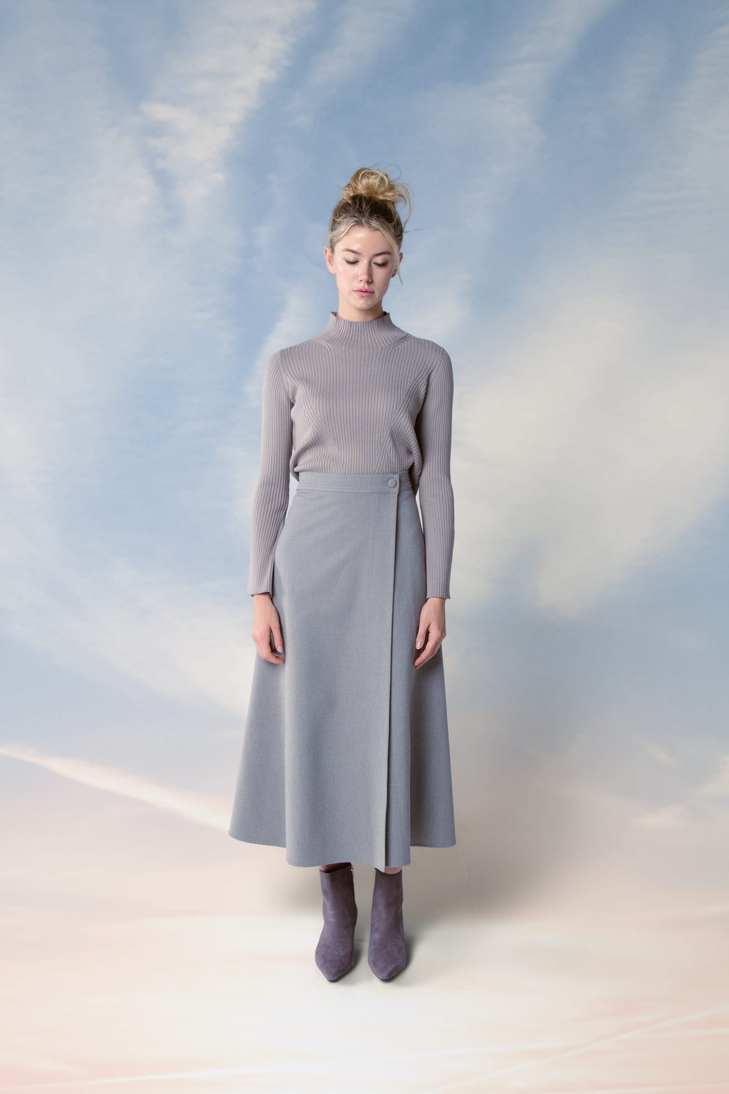 Women's stylish skirts MUN Gray Amara Wrap 36" Skirt – Dress Code