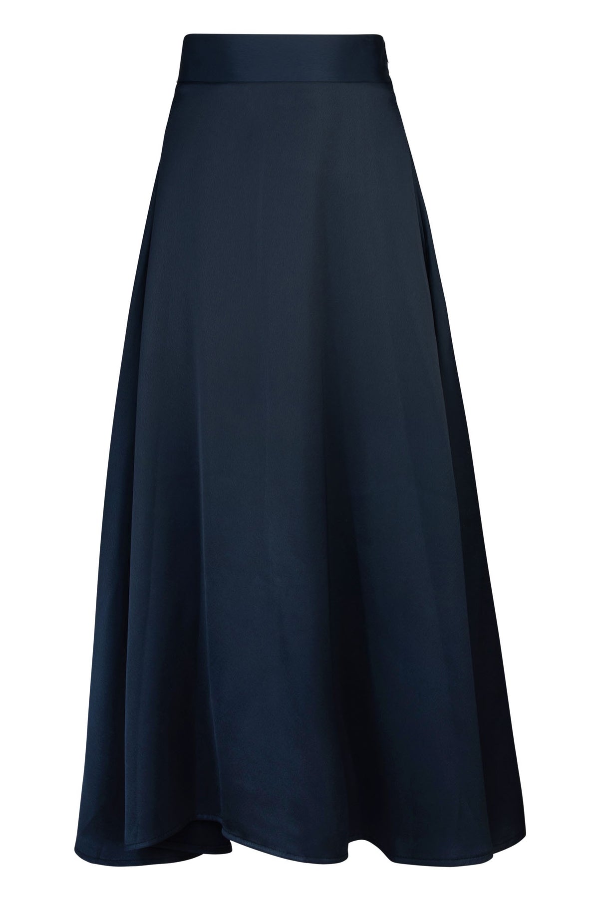 Mossaic Navy Satin Circle 34" with Side Zipper women's modest skirt ...
