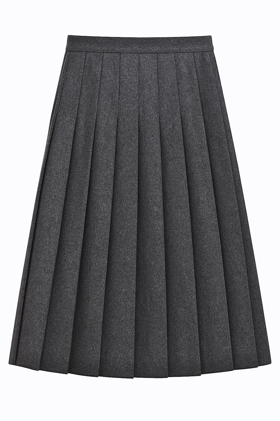 DW4M8973KMA Charcoal Wool Pleated All Around 32" Skirt with Side Zippe – Dress Code