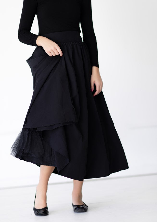 Peode Black Matte Taffeta 35" Skirt women's modest skirt – Dress Code
